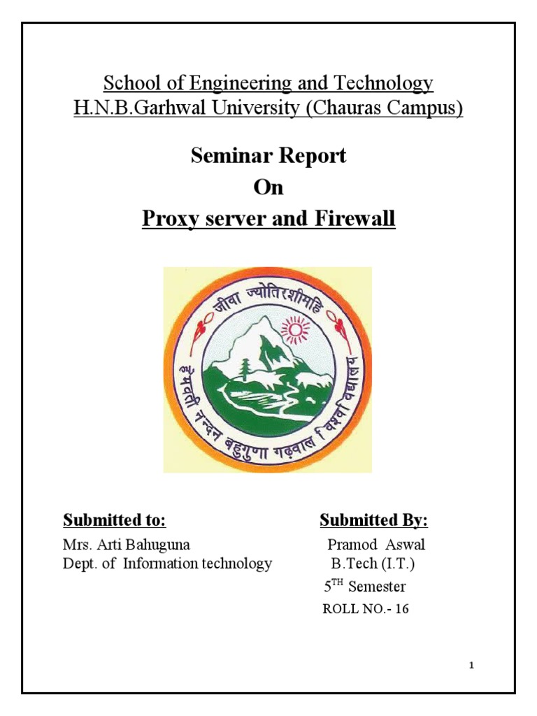 Seminar Report On Proxy Server and Firewall | PDF | Firewall (Computing) | Proxy Server