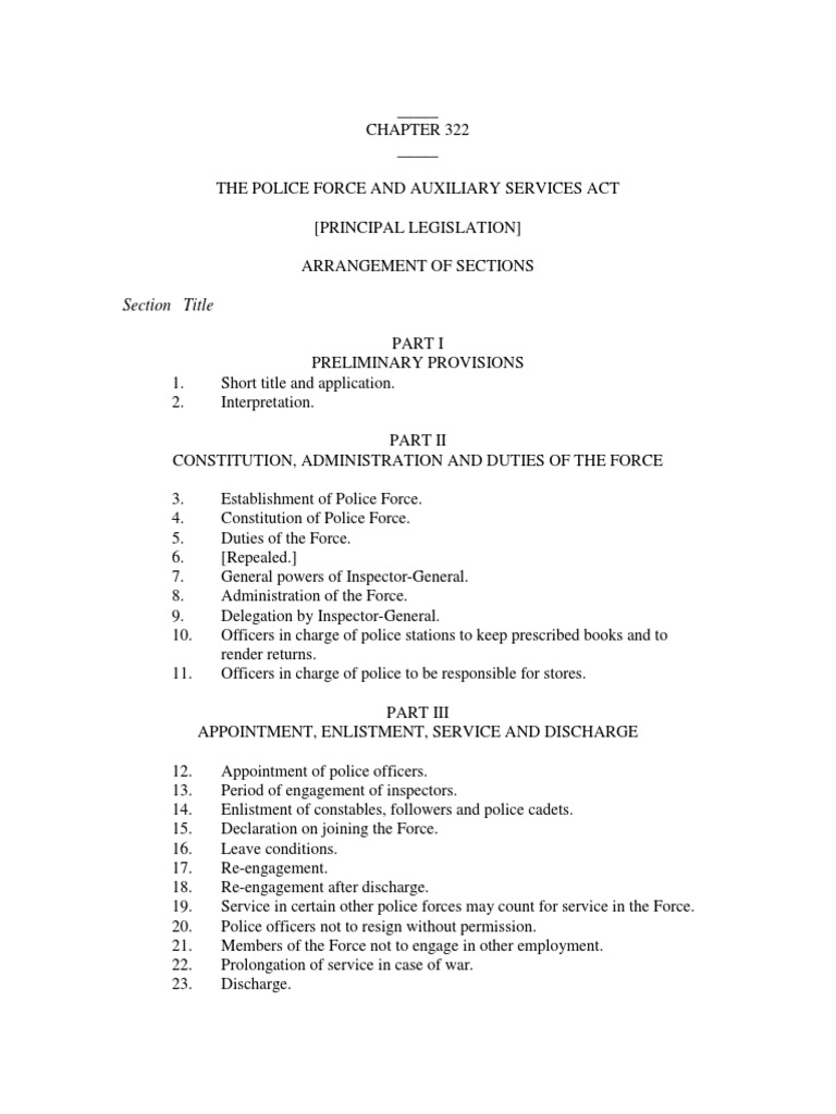 Police Force Act Summary | PDF | Arrest | Bail