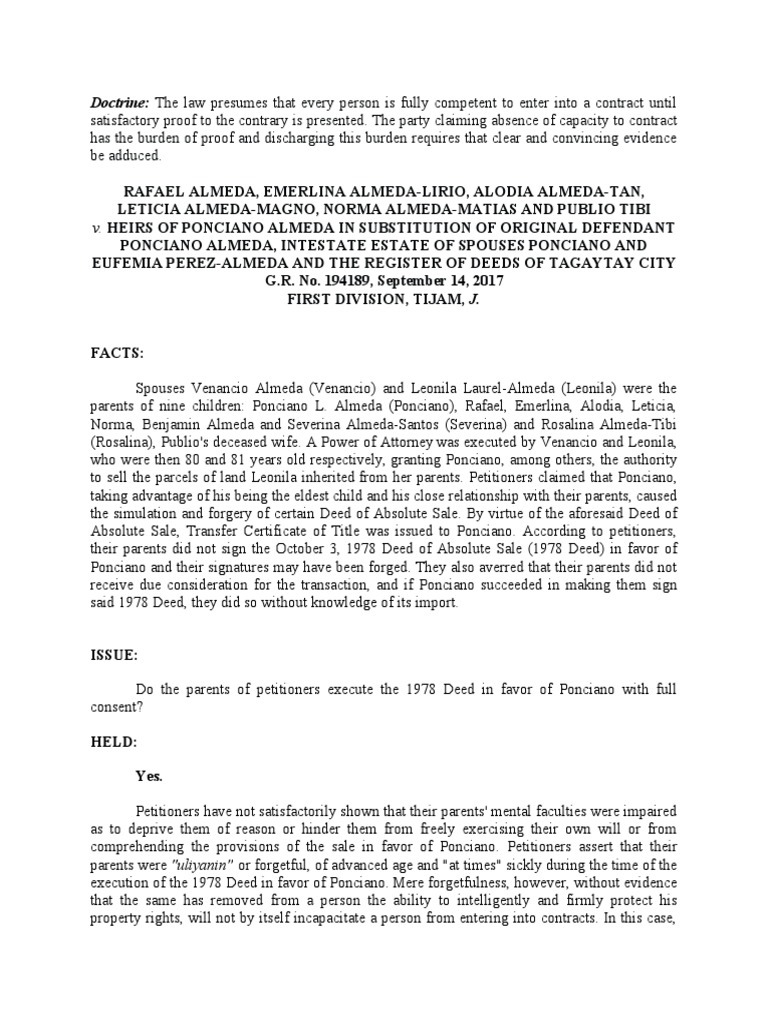#88 Almeda vs. Heirs of Almeda | PDF | Evidence | Burden Of Proof (Law)