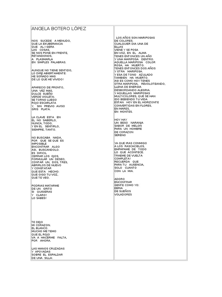 Poemas y Frases de Ángela Botero | PDF | Amor