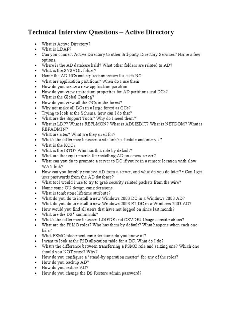 Wipro Technical Interview Questions | PDF | Active Directory | Ip Address Wipro Technical Interview Questions | PDF | Active Directory | Ip Address
