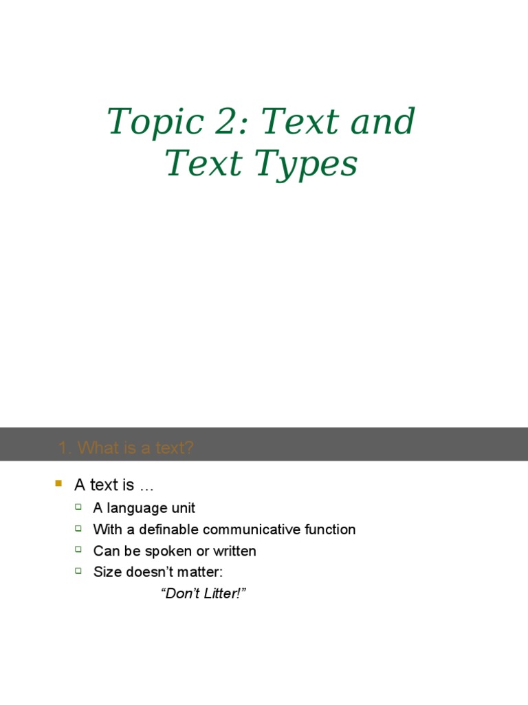 Topic 2: Text and Text Types | PDF | Cloud | Speech