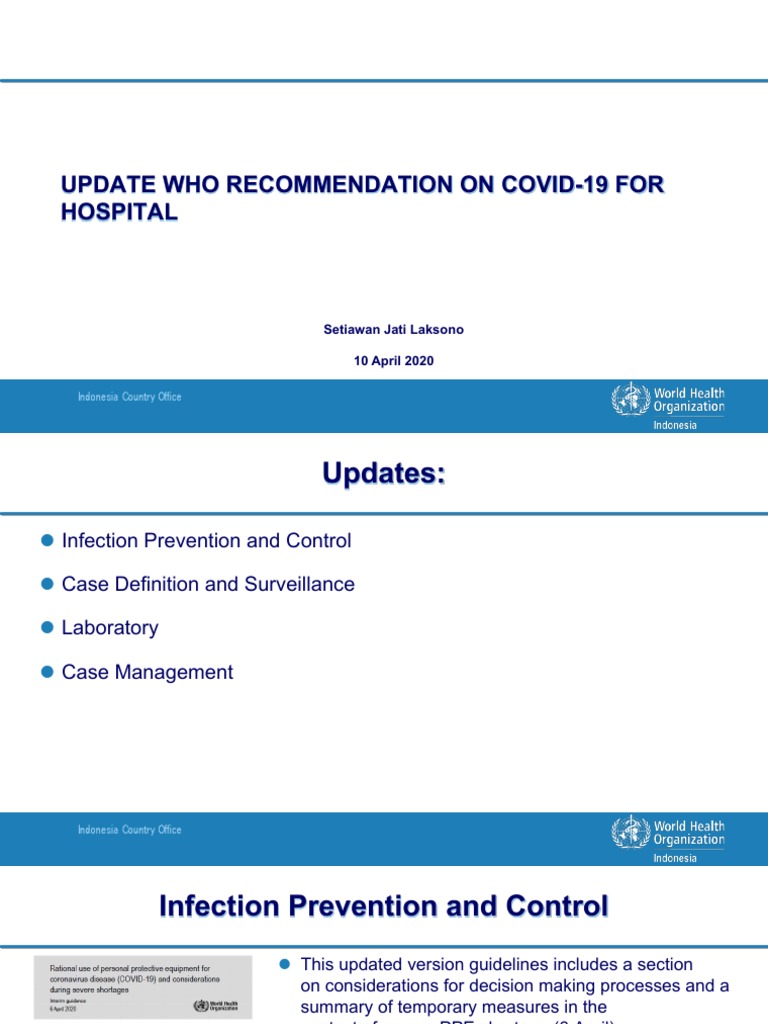 Update Who Recommendation On Covid-19 For Hospital: Setiawan Jati ...
