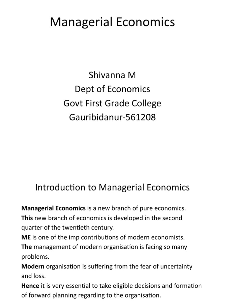 Managerial Economics | PDF