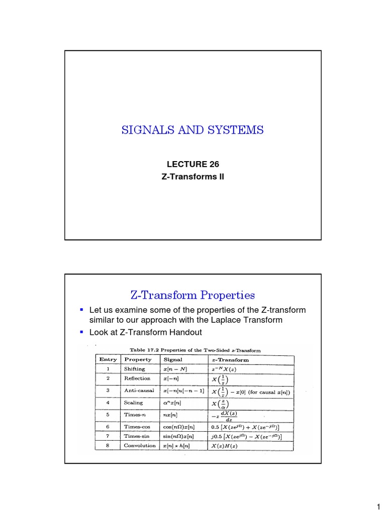 Signals and Systems: Z-Transforms II | PDF | Laplace Transform | Mathematical Objects