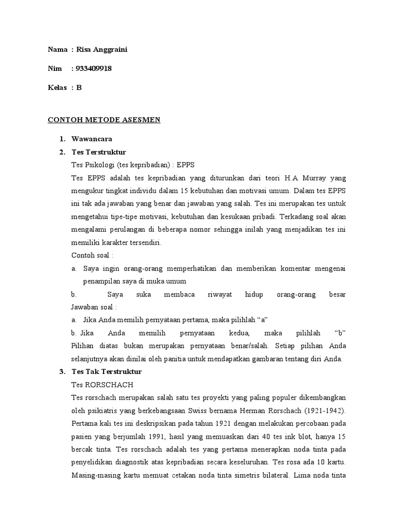 Metode Asesmen | PDF