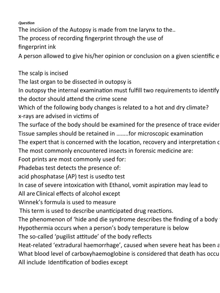 Forensic Exam | PDF | Autopsy | Forensic Science