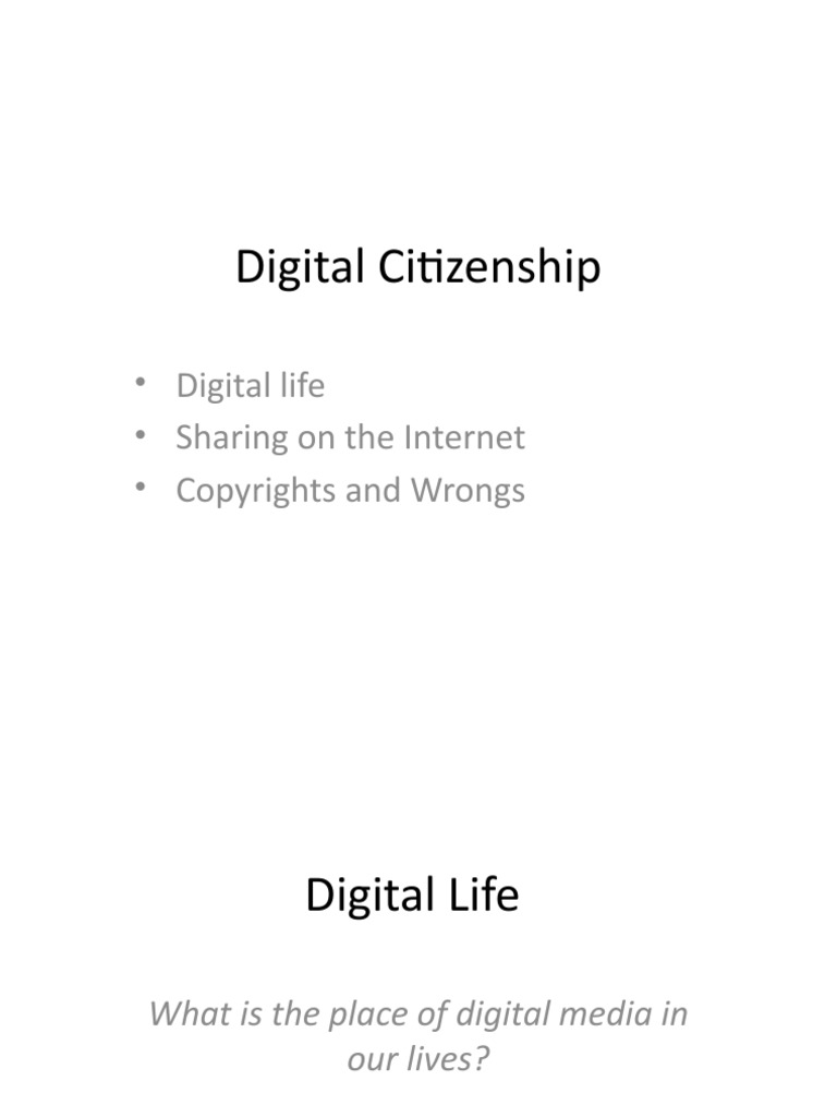 Digital Citizenship: - Digital Life - Sharing On The Internet | PDF ...