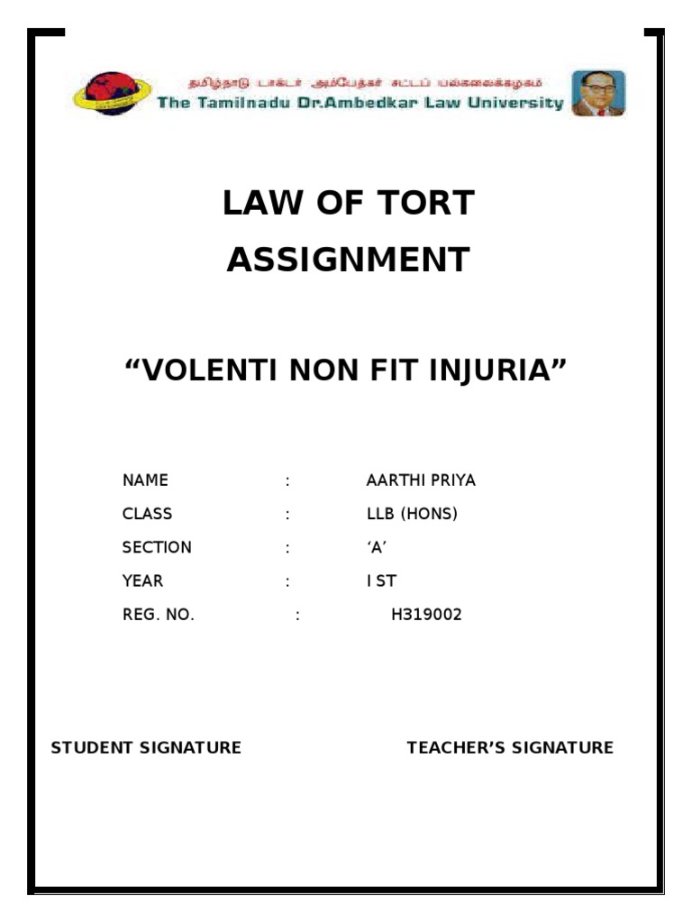 Law of Tort Assignment: "Volenti Non Fit Injuria" | PDF