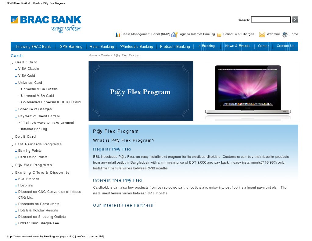 BRAC Bank Limited - Cards P@y Flex Program | PDF | Visa Inc. | Credit Card