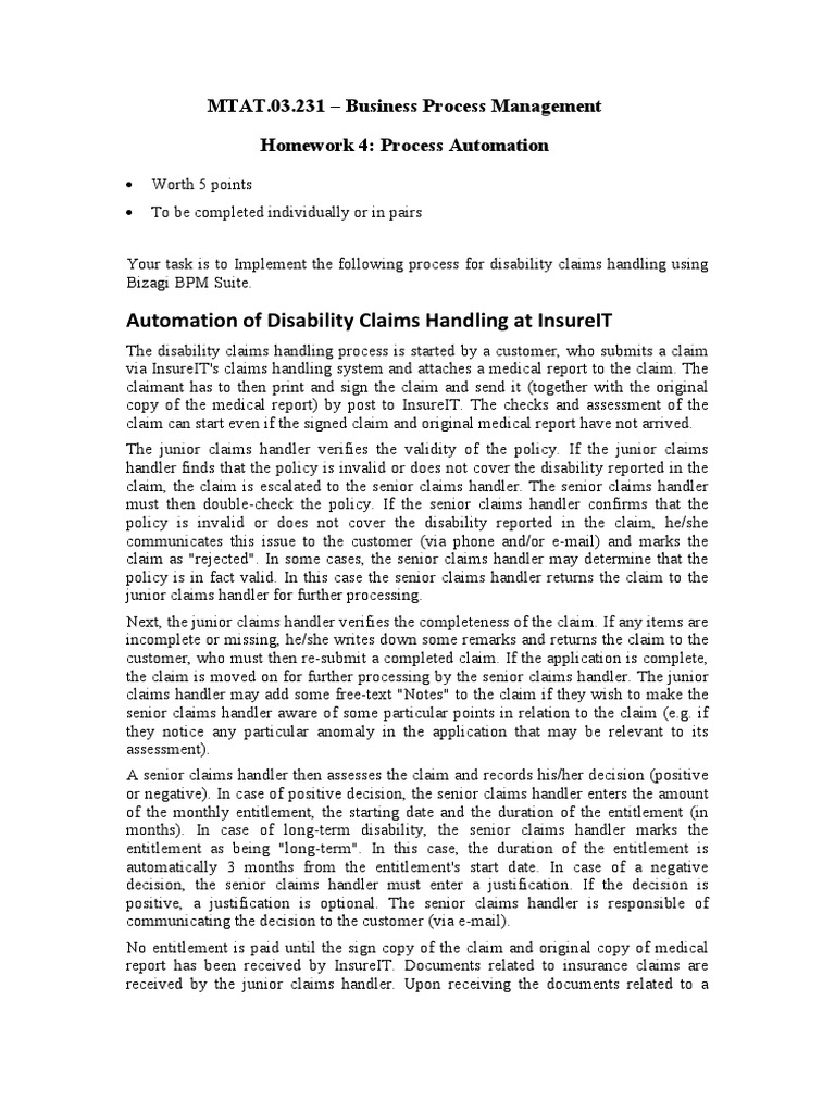 Assignment | PDF | Business Process Management | Insurance