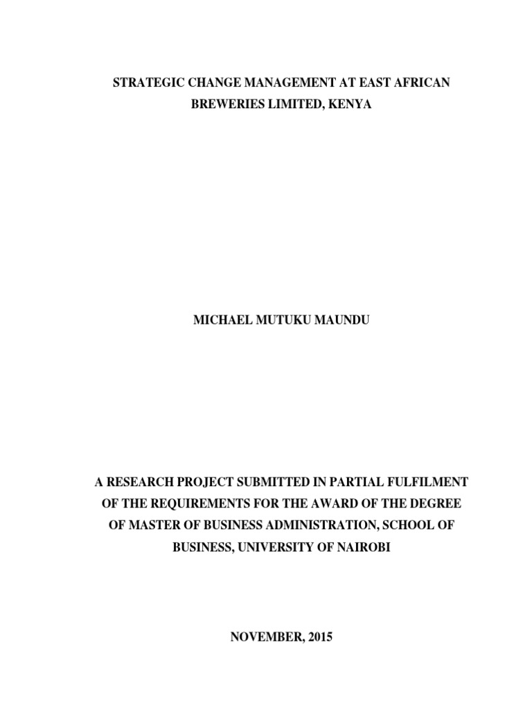 Michael Mutuku Maundu Final Mba Project PDF | PDF | Change Management ...