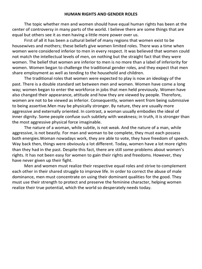 Gender Equality and Human Rights Debate | PDF | Gender Role | Gender