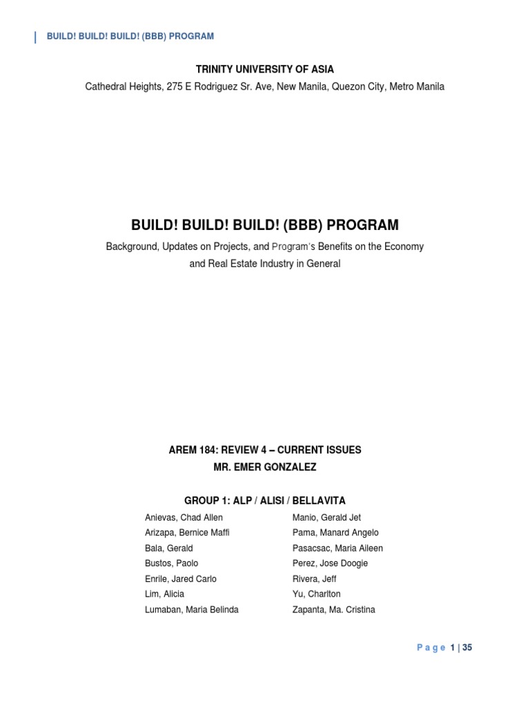 Build Build Build Program Group1 - Emer Gonzalez - Current Events | PDF ...
