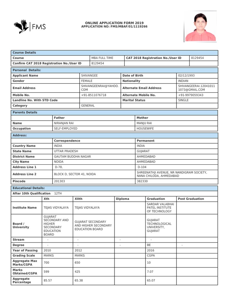 MBA Application Form 2019 | PDF | Master Of Business Administration ...
