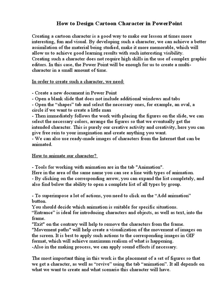 Create Cartoon Characters in PowerPoint | PDF | Animation | Microsoft ...