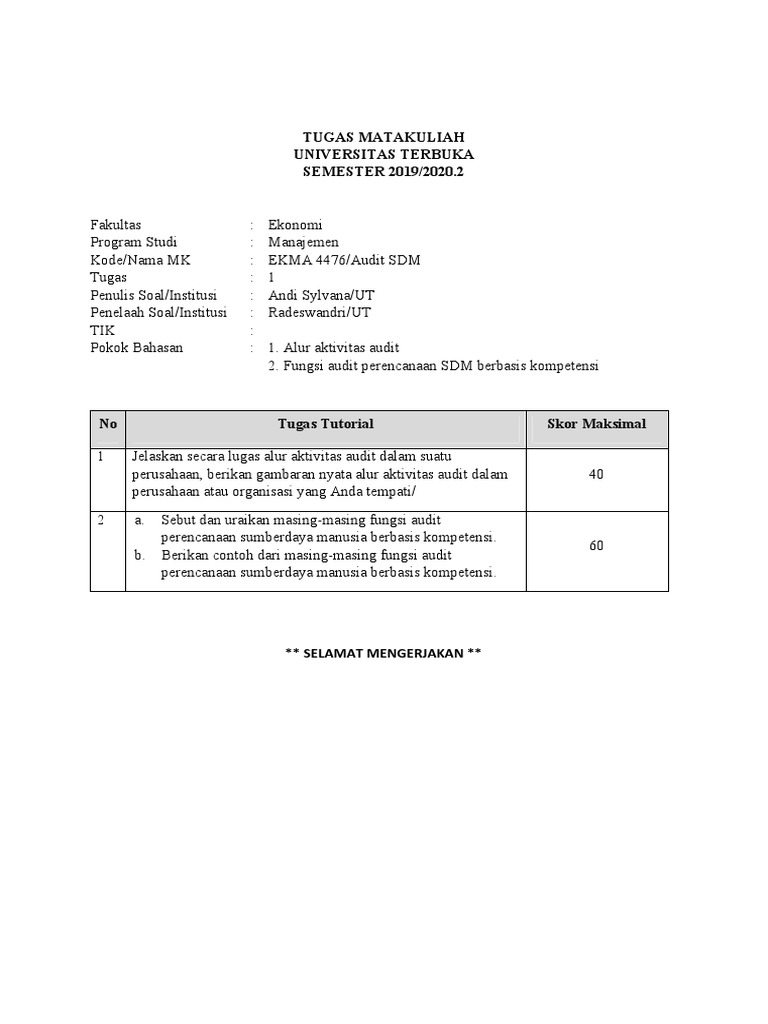Naskah EKMA4476 Tugas1 | PDF | Karier & Perkembangan