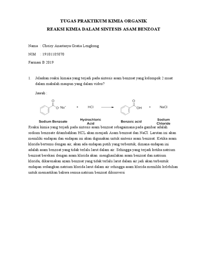 Reaksi Kimia Sintesis Asam Benzoat | PDF