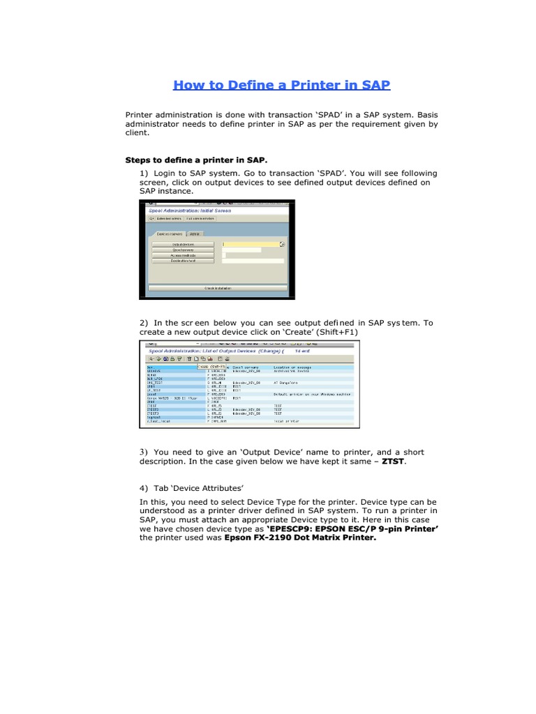 How To Define A Printer in SAP | PDF | Printer (Computing) | Server ...