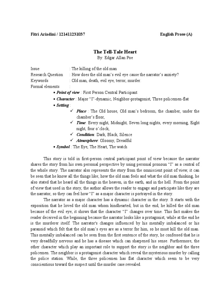 The Tell-Tale Heart: Fitri Ariadini / 121411231037 English Prose (A ...
