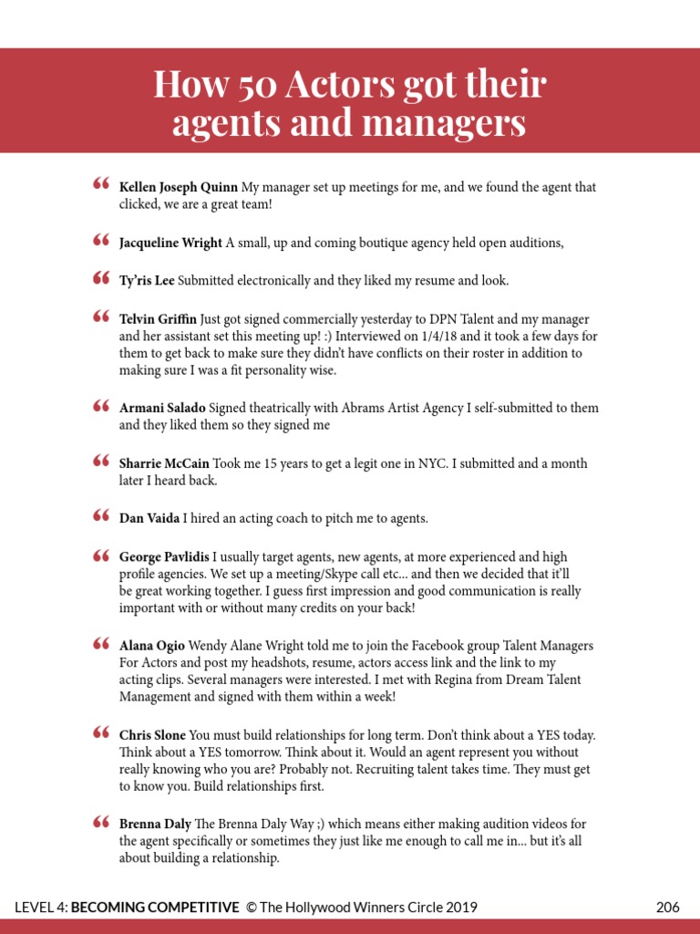 How 50 Actors Got Their Agents and Managers | PDF | Audition ...