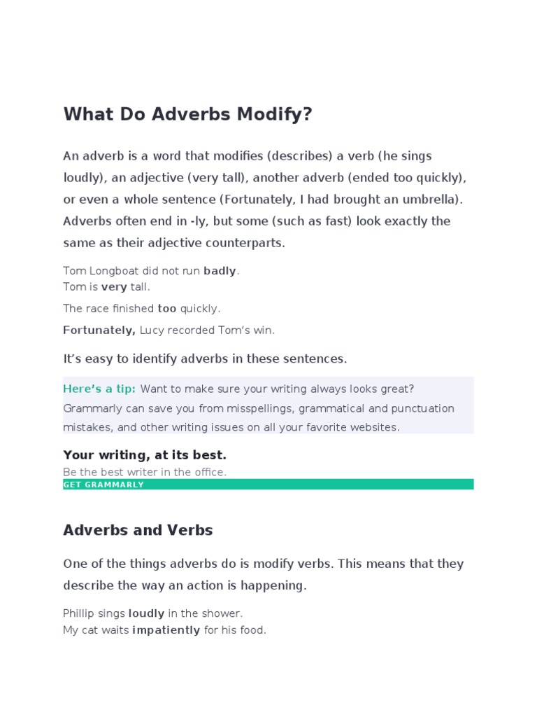 What Do Adverbs Modify? | PDF | Adverb | Adjective