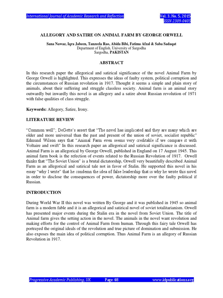 Allegory and Satire On Animal Farm by George Orwell | PDF | Soviet ...