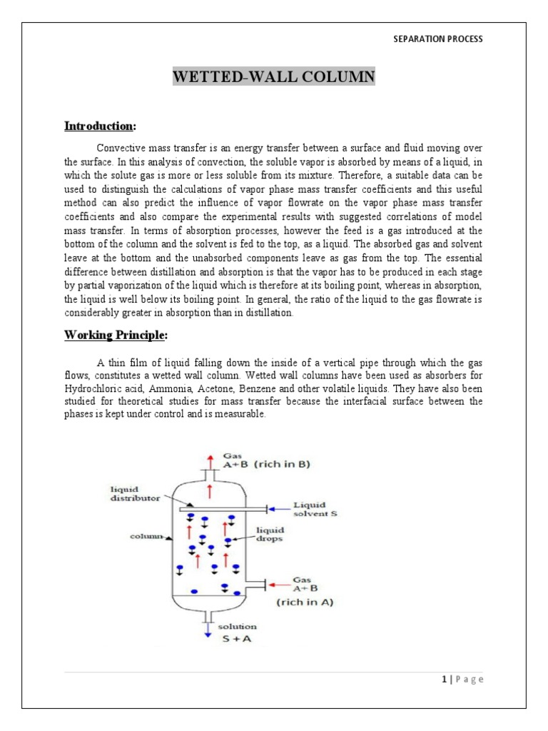 Wetted-Wall Column: Separation Process | PDF | Distillation | Liquids