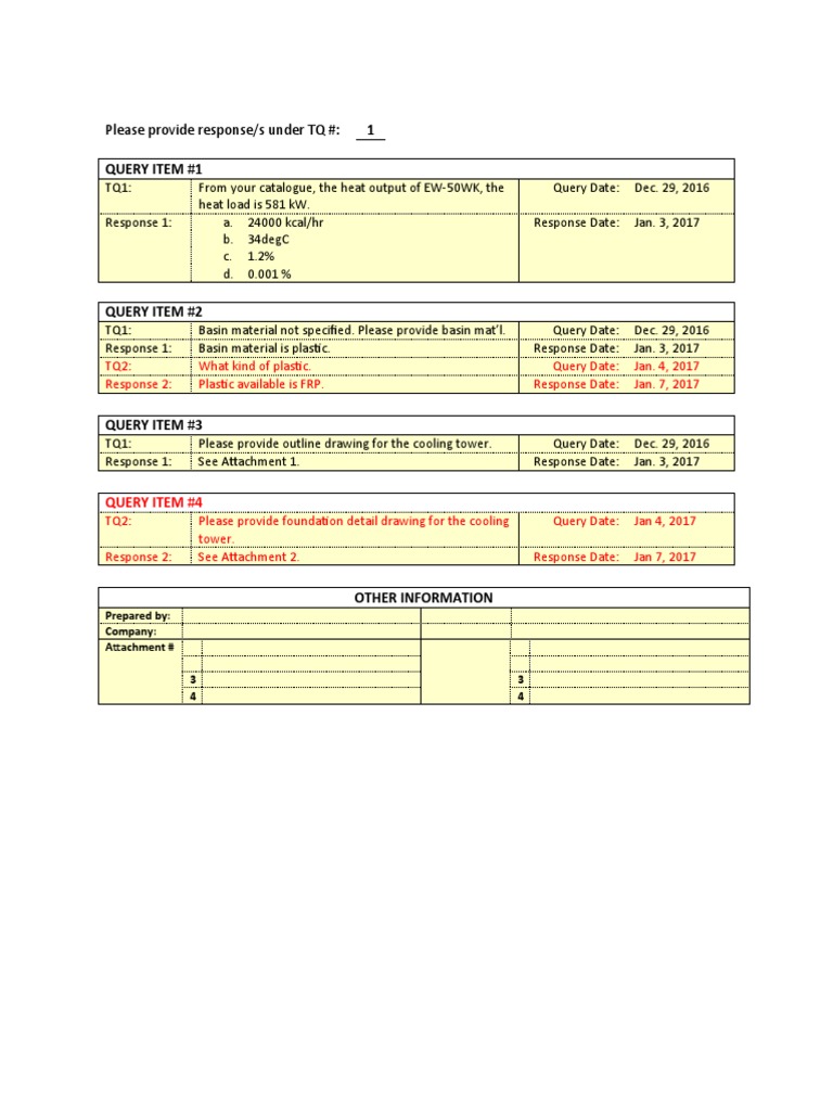 Technical Queries and Responses on Cooling Tower Specifications | PDF ...