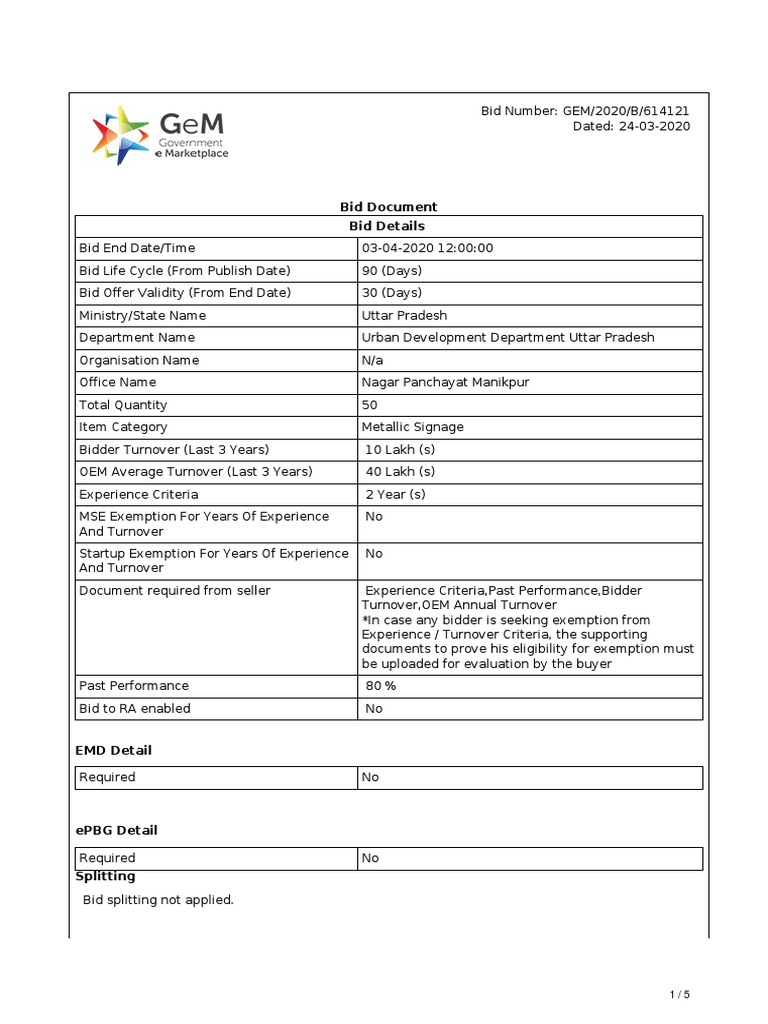Bid Document Bid Details | PDF | Specification (Technical Standard) | Accountant
