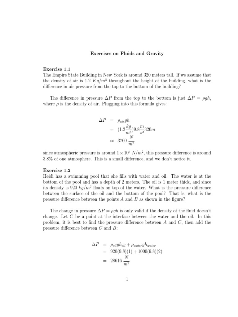 Exercises On Fluids and Gravity | PDF | Buoyancy | Force