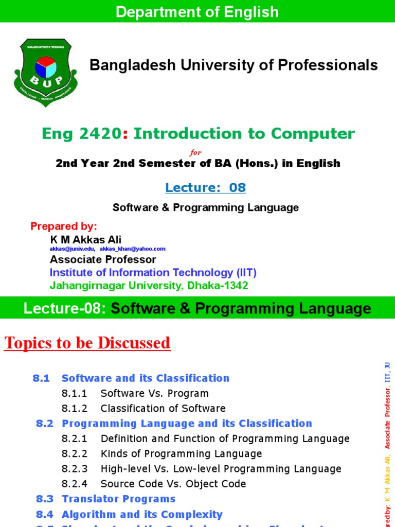 Eng 2420 Lecture 08-Software and Programming Languages | PDF | Computer ...