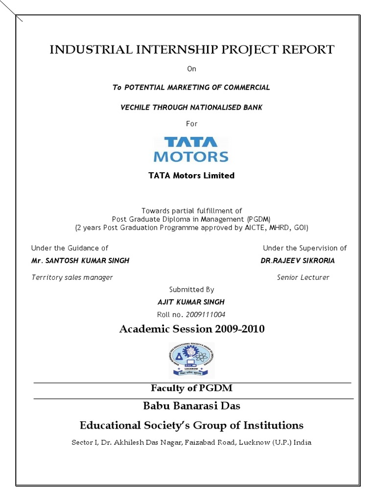 Industrial Internship Project Report: Academic Session 2009-2010 | PDF ...