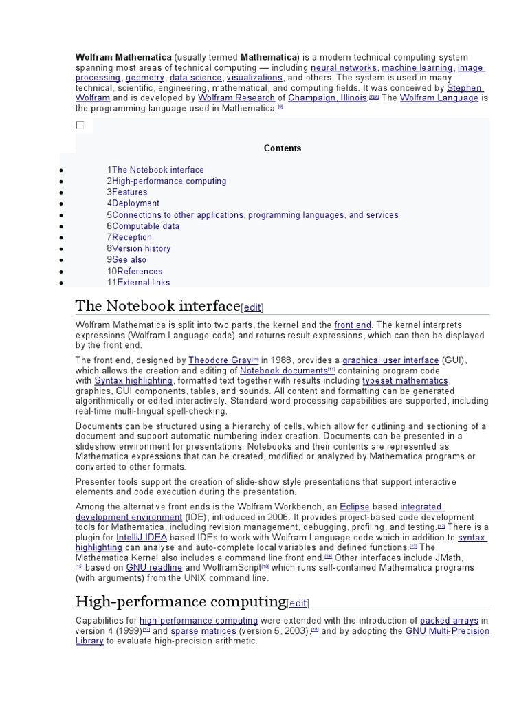 The Notebook Interface: Wolfram Mathematica (Usually Termed Mathematica ...
