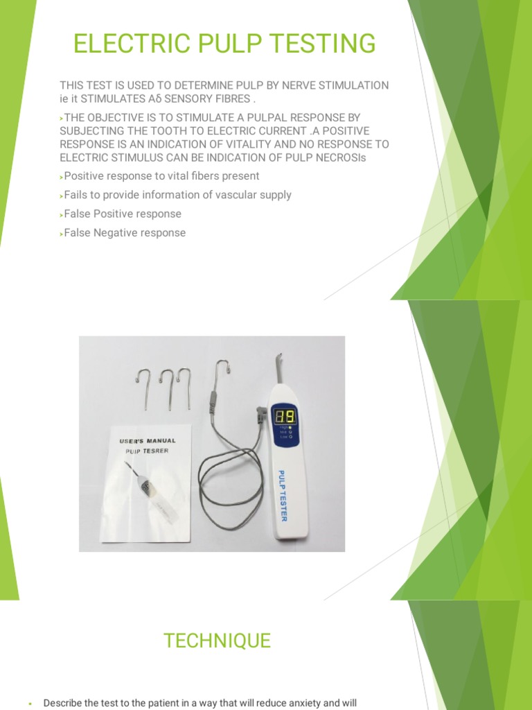 ELECTRIC PULP TESTING - Old | PDF | Dentistry Branches | Mouth