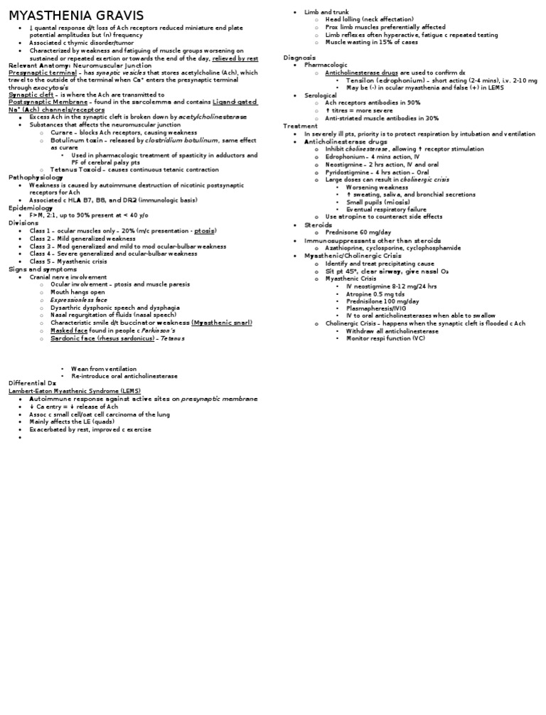 Myasthenia Gravis | Download Free PDF | Neuromuscular Junction ...