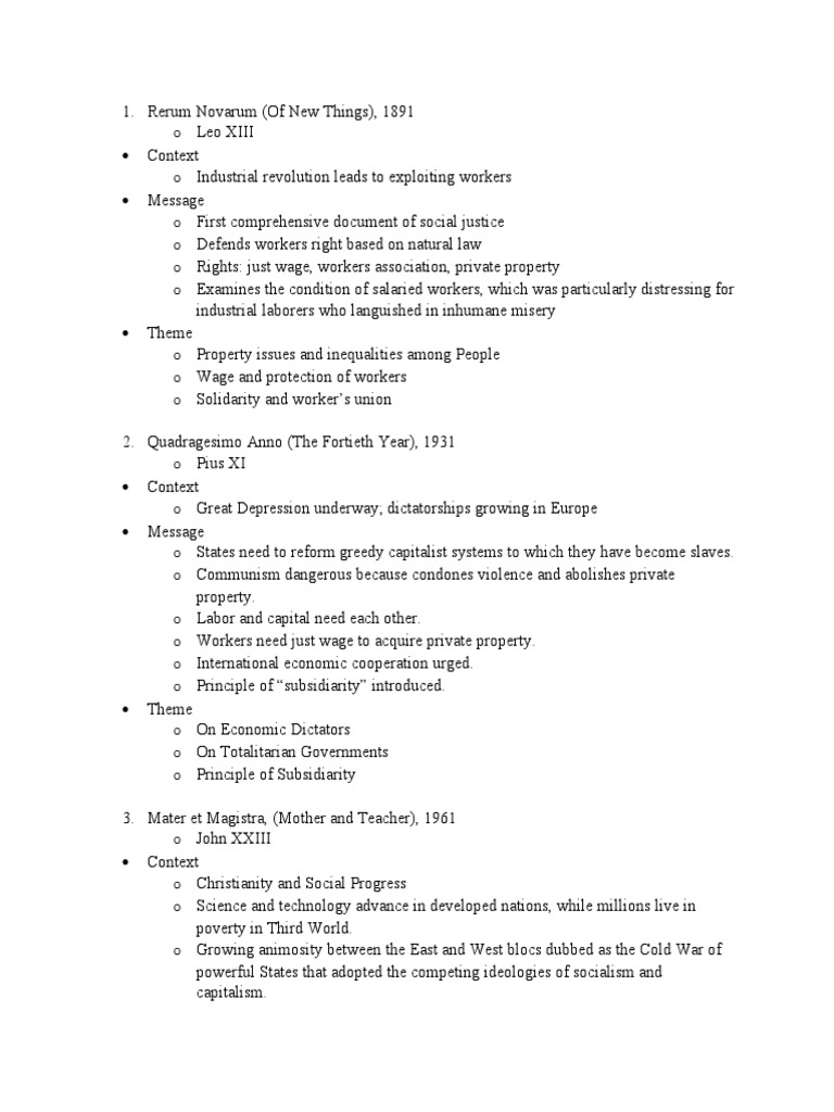 Encyclicals | PDF | Catholic Social Teaching | Catholic Church