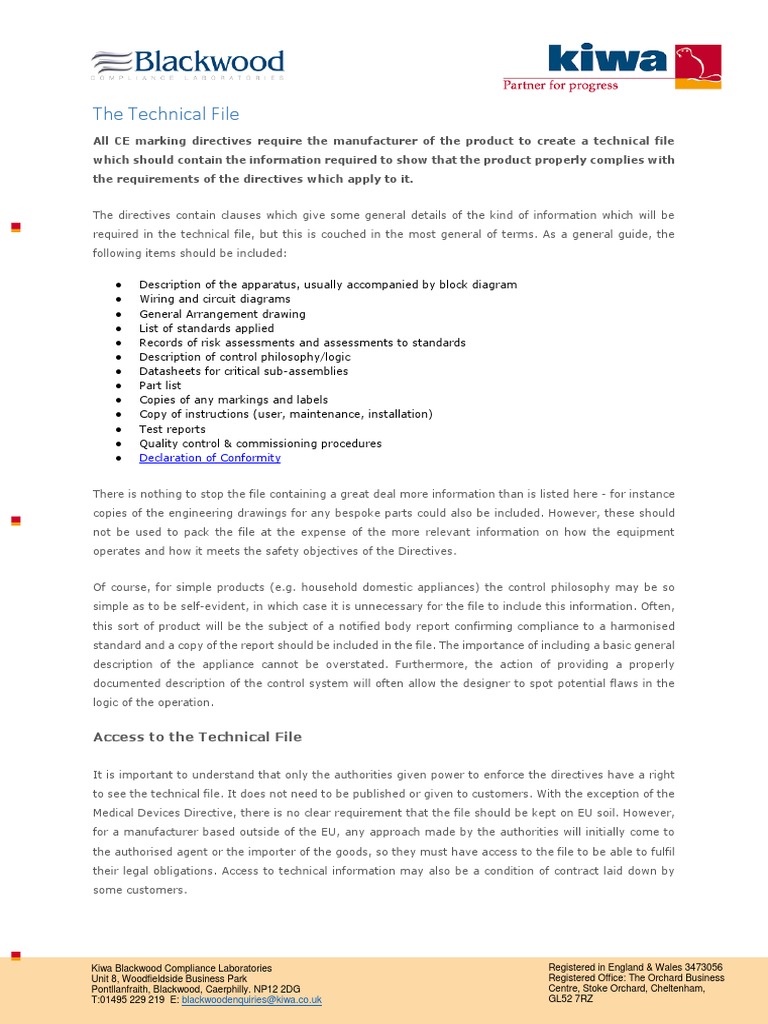 Technical File Requirements for CE Marking | PDF | Business