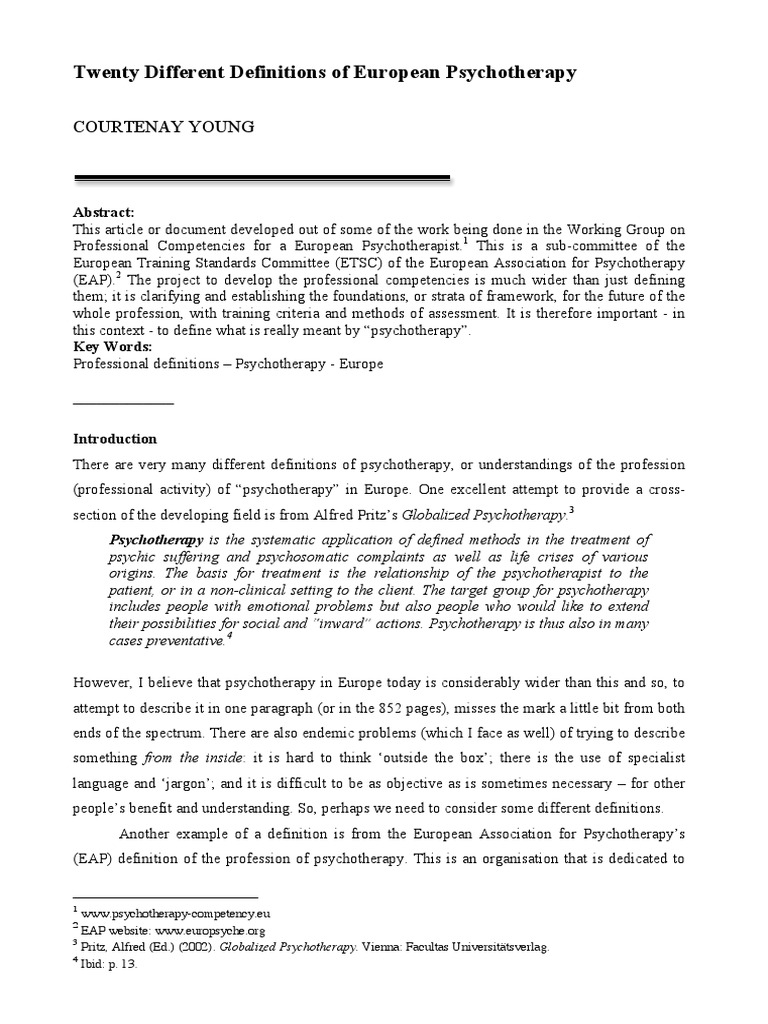 20 Different Definitions of Psychotherapy | PDF | Psychotherapy ...