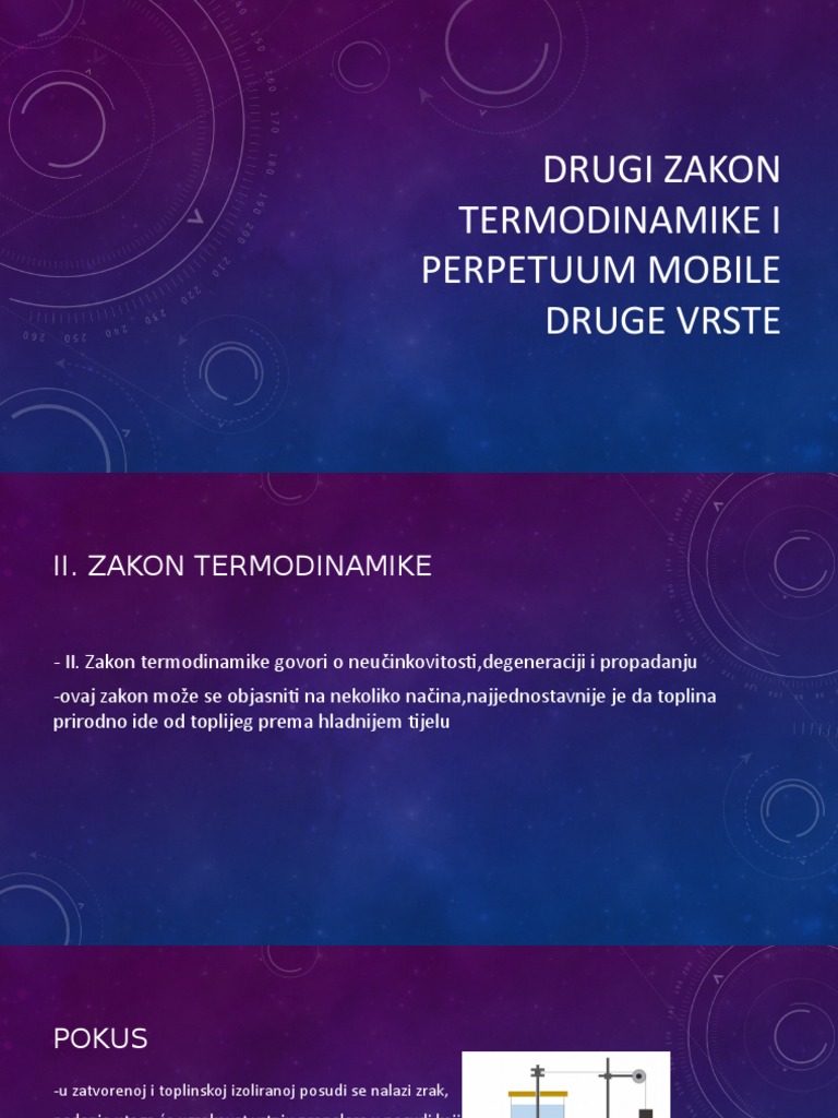 Drugi Zakon Termodinamike I Perpetuum Mobile Druge Vrste Dario Zuber | PDF