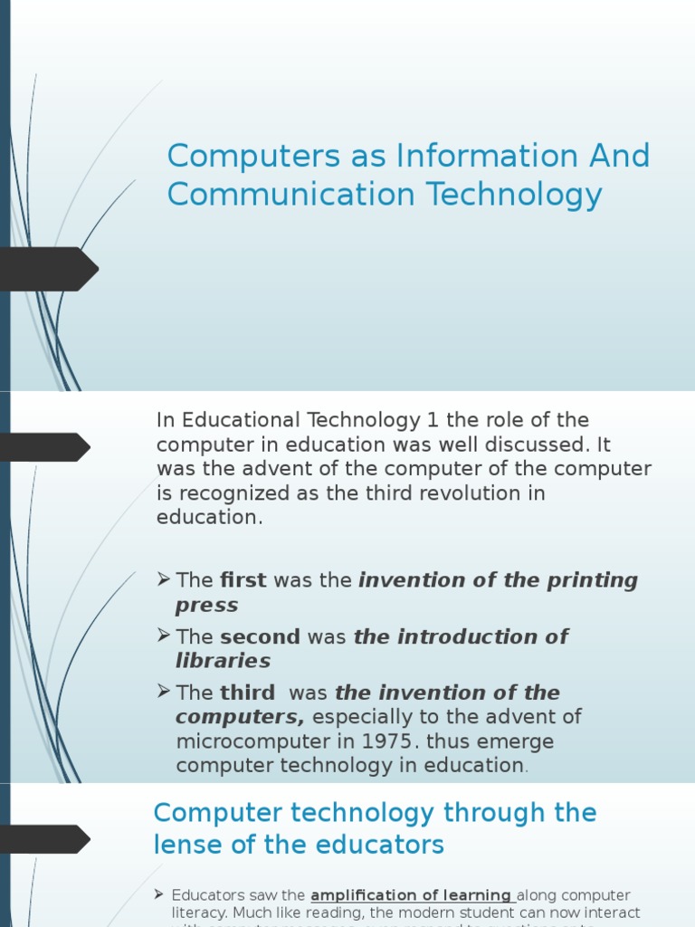 The Evolution of Computers as Information and Communication Technology ...