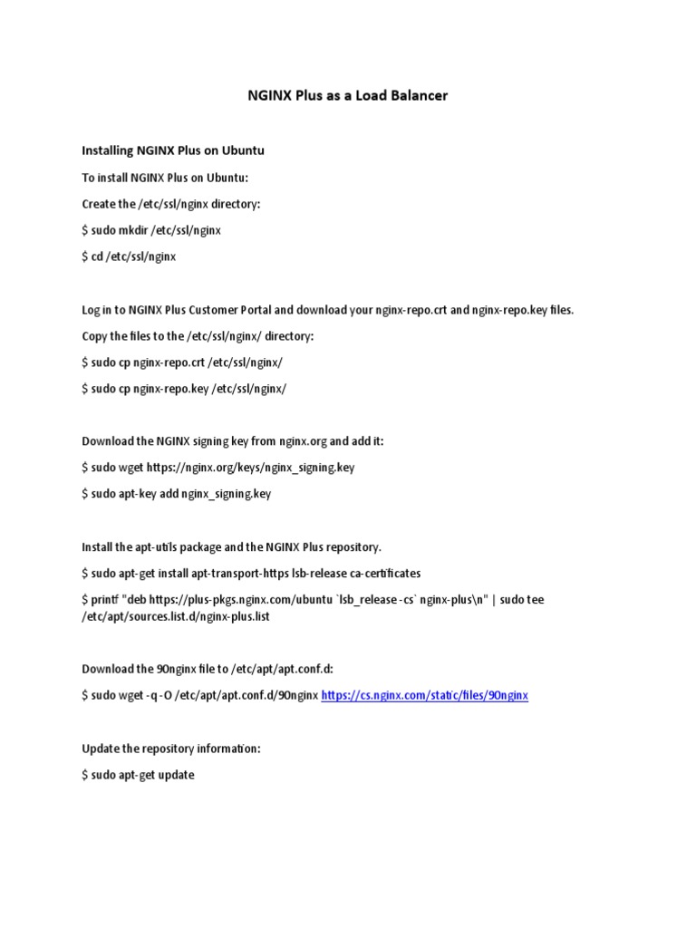 Nginx Plus As A Load Balancer Pdf Load Balancing Computing Hypertext Transfer Protocol