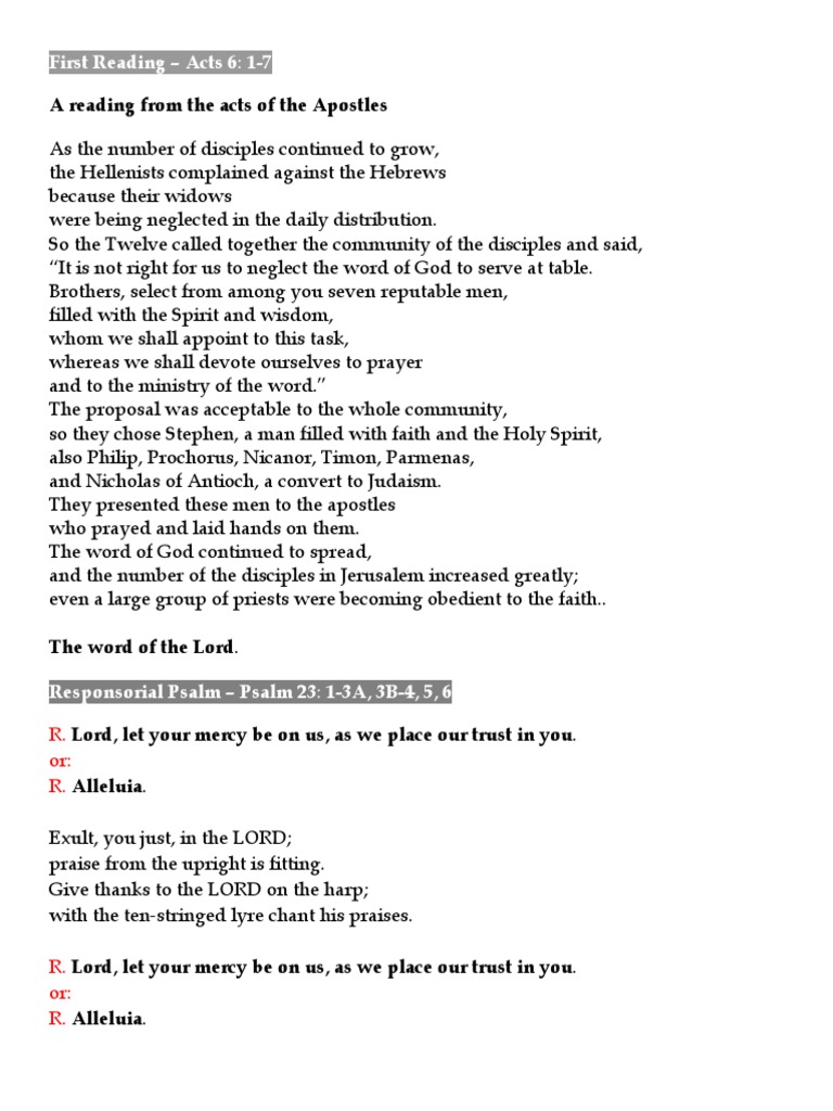 A Reading From The Acts of The Apostles | PDF | Mercy | Jesus