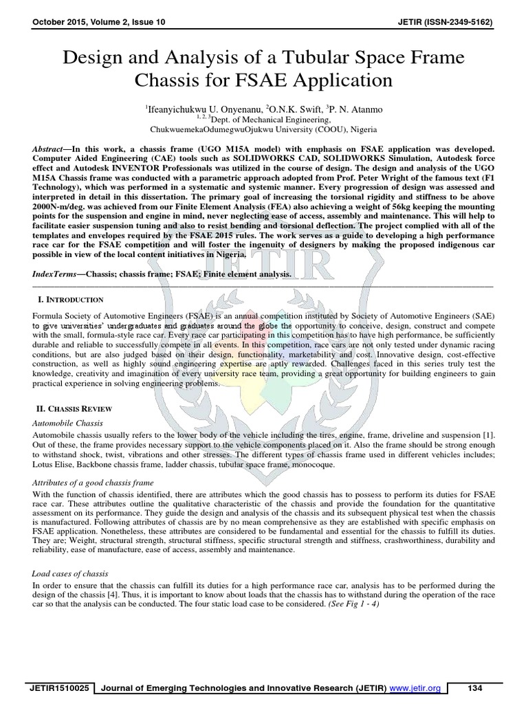Design and Analysis of a Tubular Space Frame Chassis for High ...
