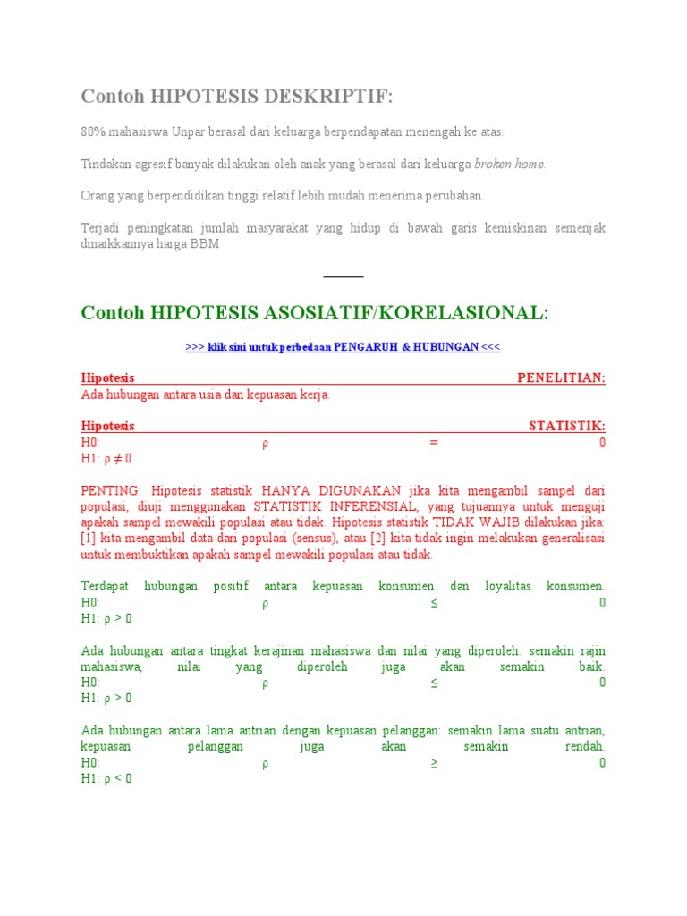Contoh HIPOTESIS DESKRIPTIF | PDF