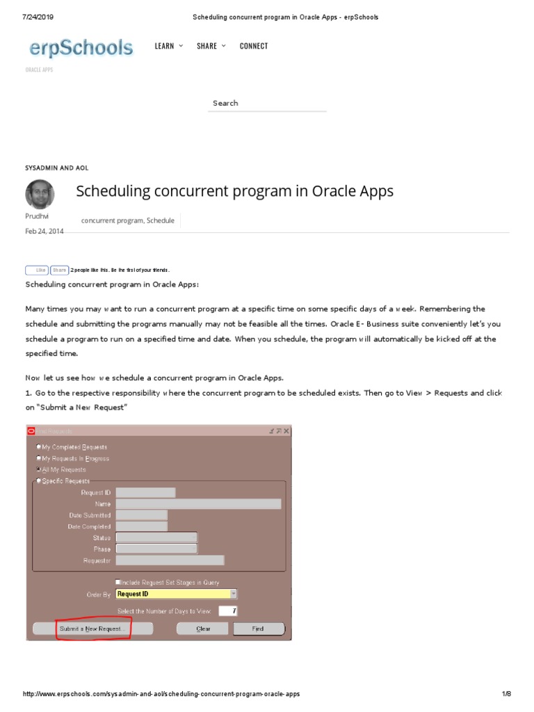 Scheduling Concurrent Program In Oracle Apps Erpschools Pdf Aol Software