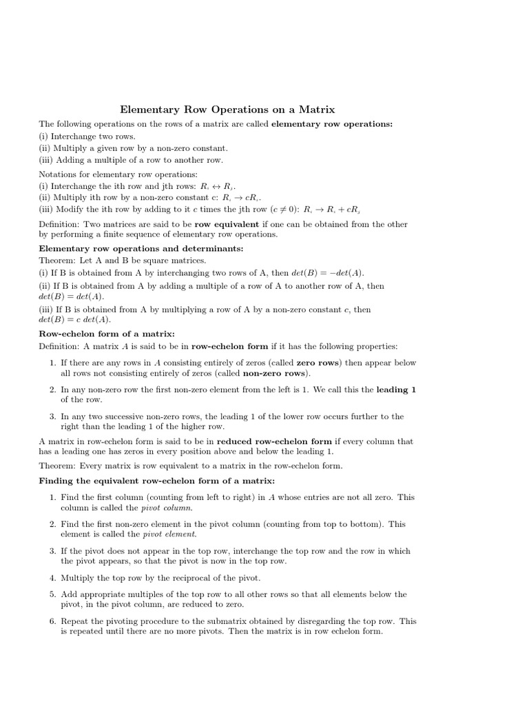 Row-Echelon Form and Applications | PDF | Matrix (Mathematics) | Functions And Mappings