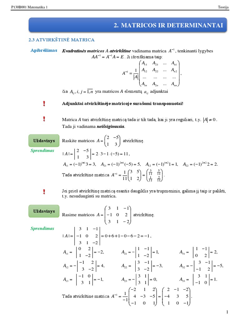 2.3T Atvirkstine Matrica PDF | PDF