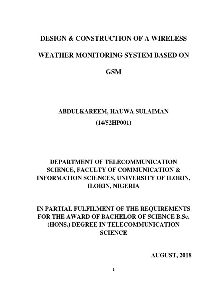 Design and Construction of A Wireless We PDF | PDF | Arduino | Sensor