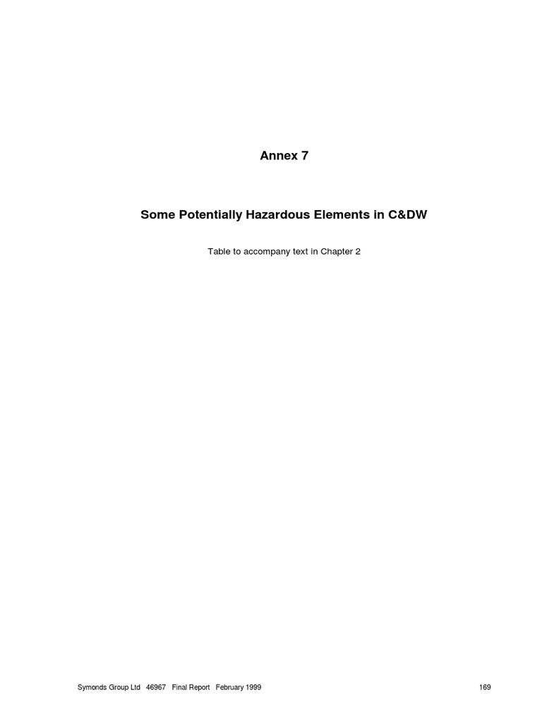 Annex 7: Table To Accompany Text in Chapter 2 | PDF | Waste Management ...